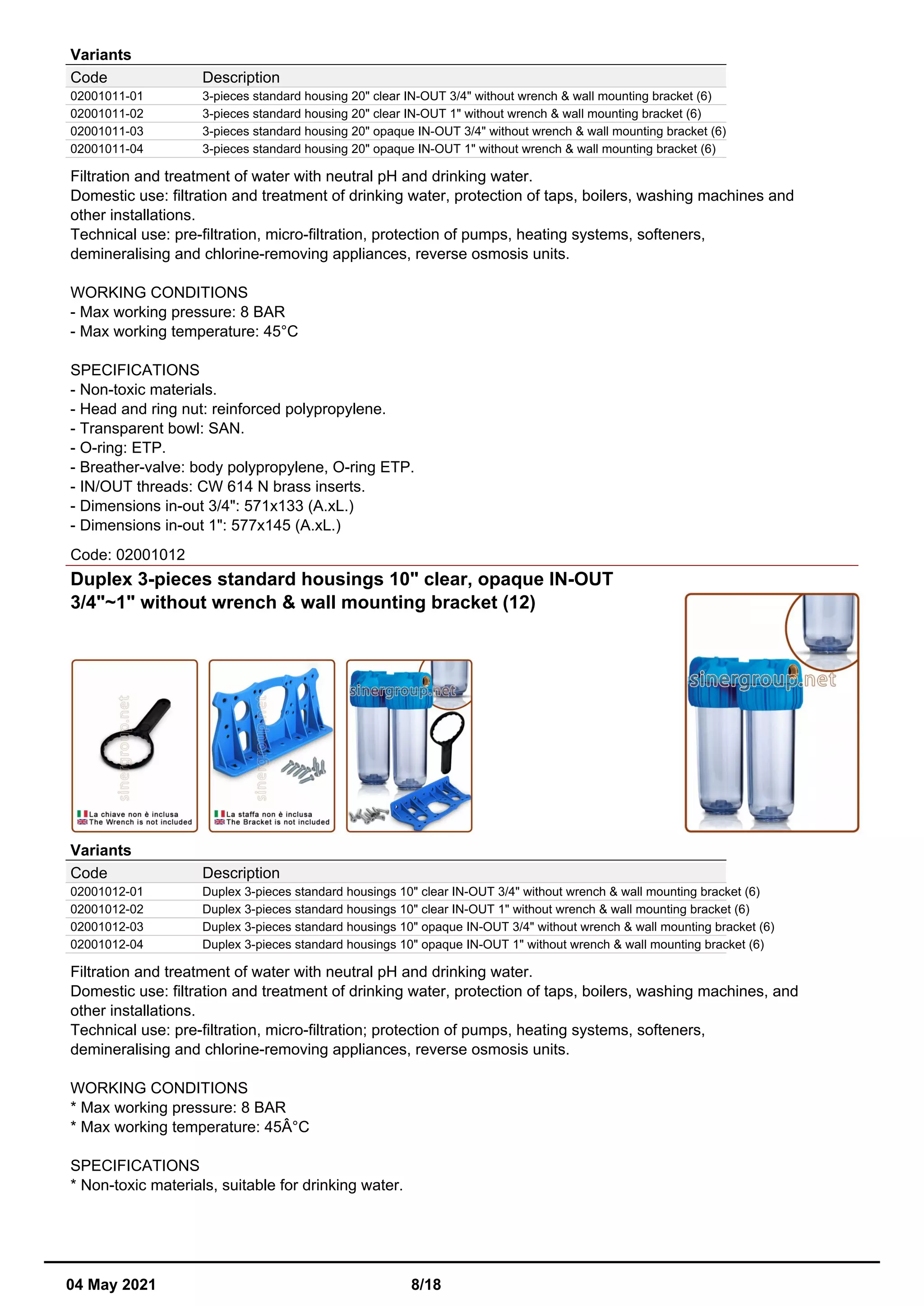 Filter housings catalog | PDF