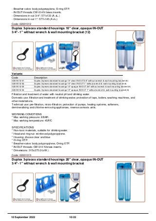 Filter housings catalog | PDF