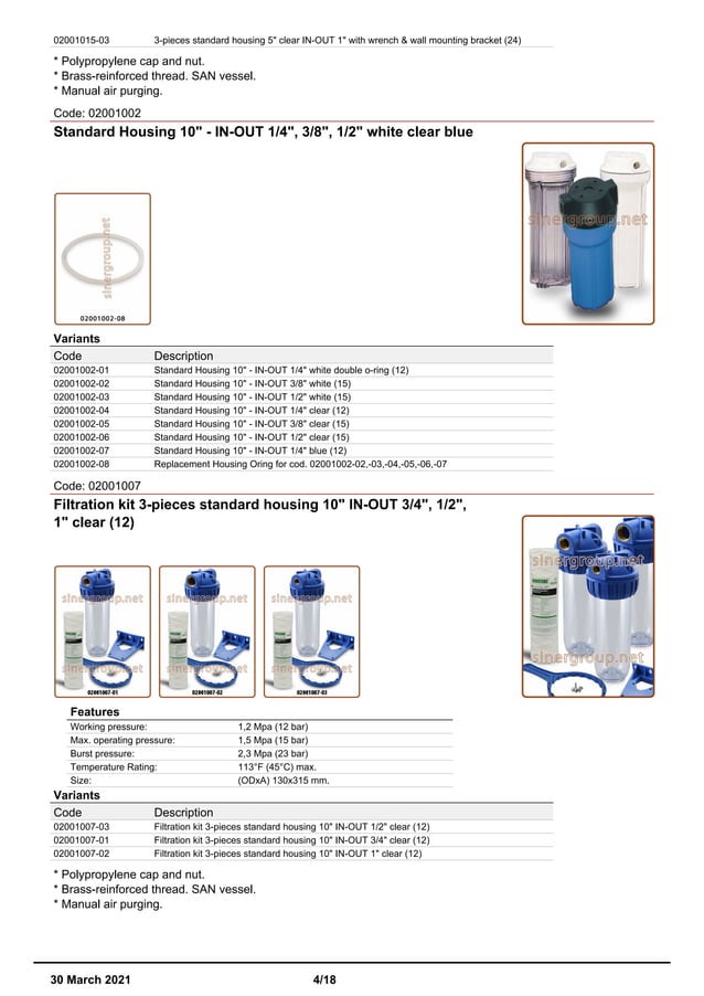 Filter housings catalog | PDF