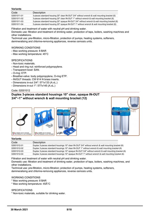 Filter housings catalog | PDF