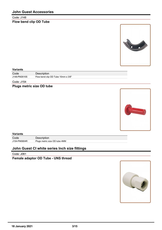 Fittings - John Guest quick fit catalog | PDF