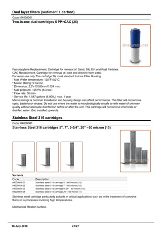 Housings drop-in filters catalogue | PDF