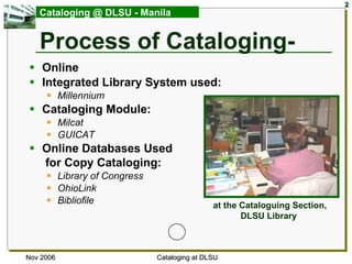 Cataloging At The De La Salle University Library | PPT