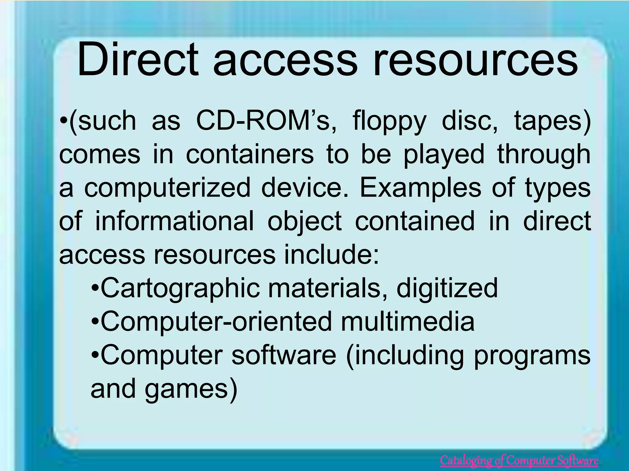 Cataloging of computer software | PPTX