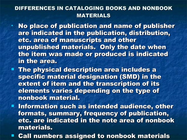 Cataloging of nonbook materials edited | PPT | Desktop Publishing | Computer Software and ...