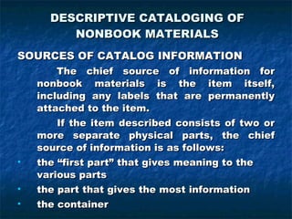 Cataloging of nonbook materials edited | PPT