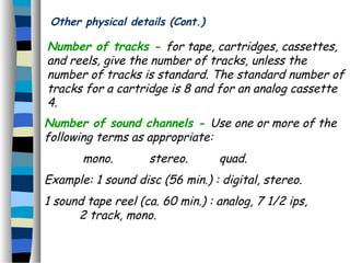Cataloging sound recordings | PPT