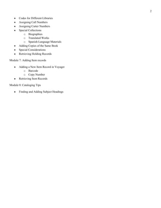 Cataloging Training Manual | DOCX