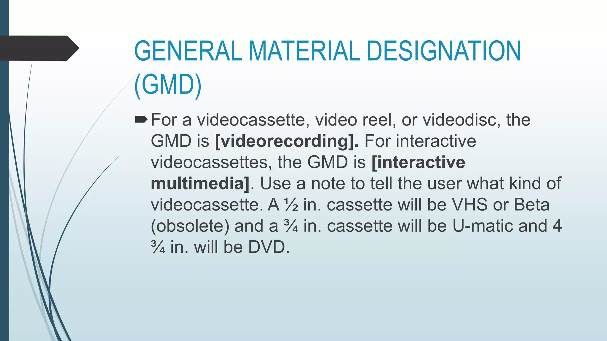 Cataloging video formats | PPTX