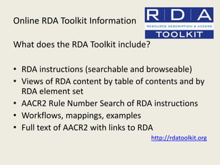 Cataloging with RDA - Western New York Library Resources Council | PPT