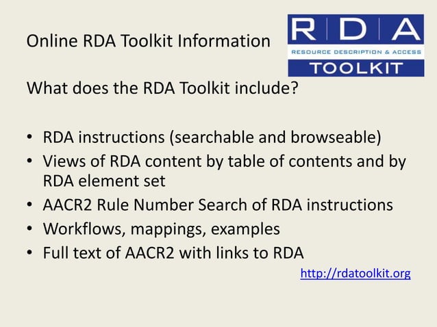 Cataloging with RDA - Western New York Library Resources Council | PPT