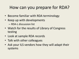 Cataloging with RDA - Western New York Library Resources Council | PPT