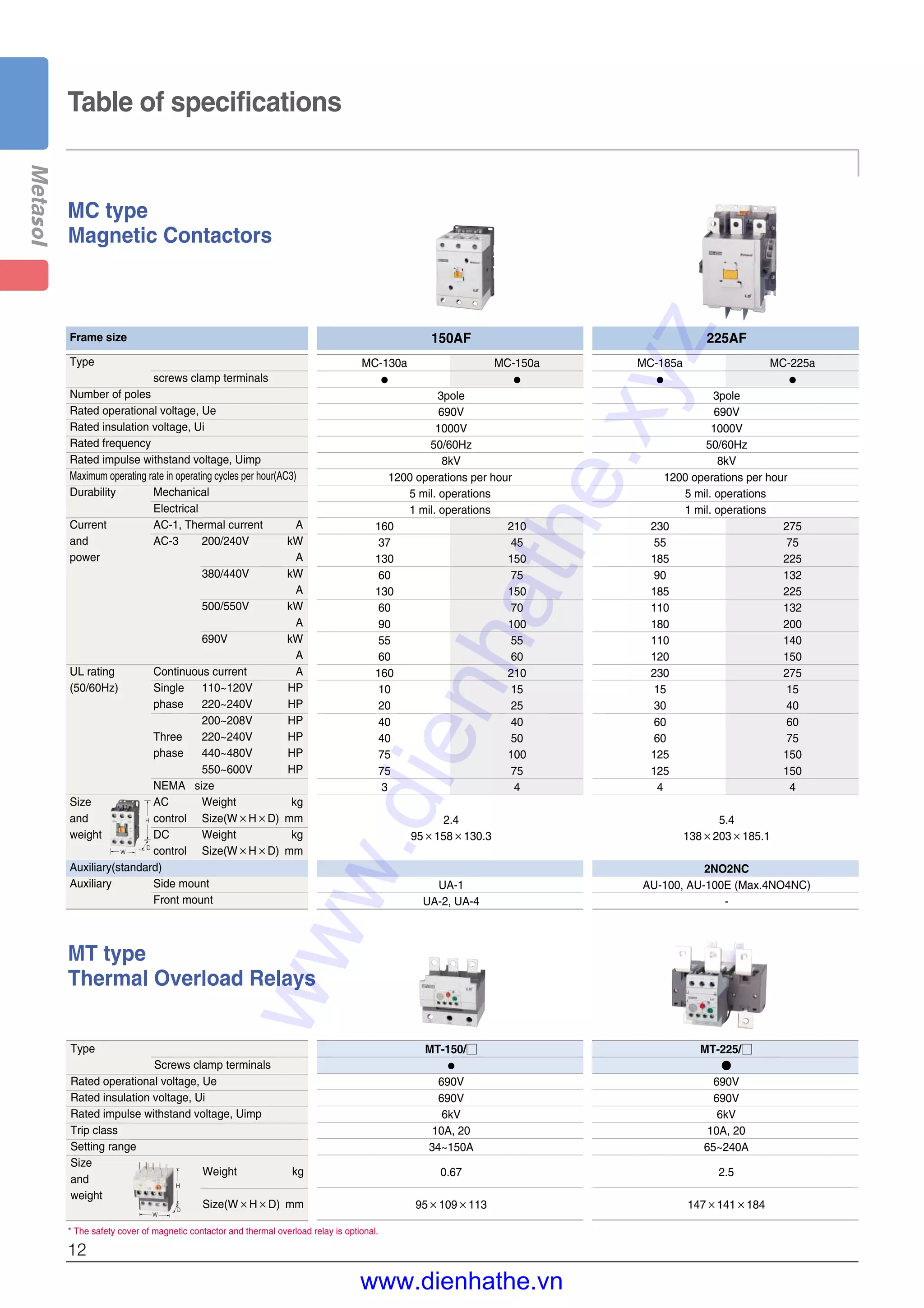Catalog ls contactors and overload relays metasol mc | PDF