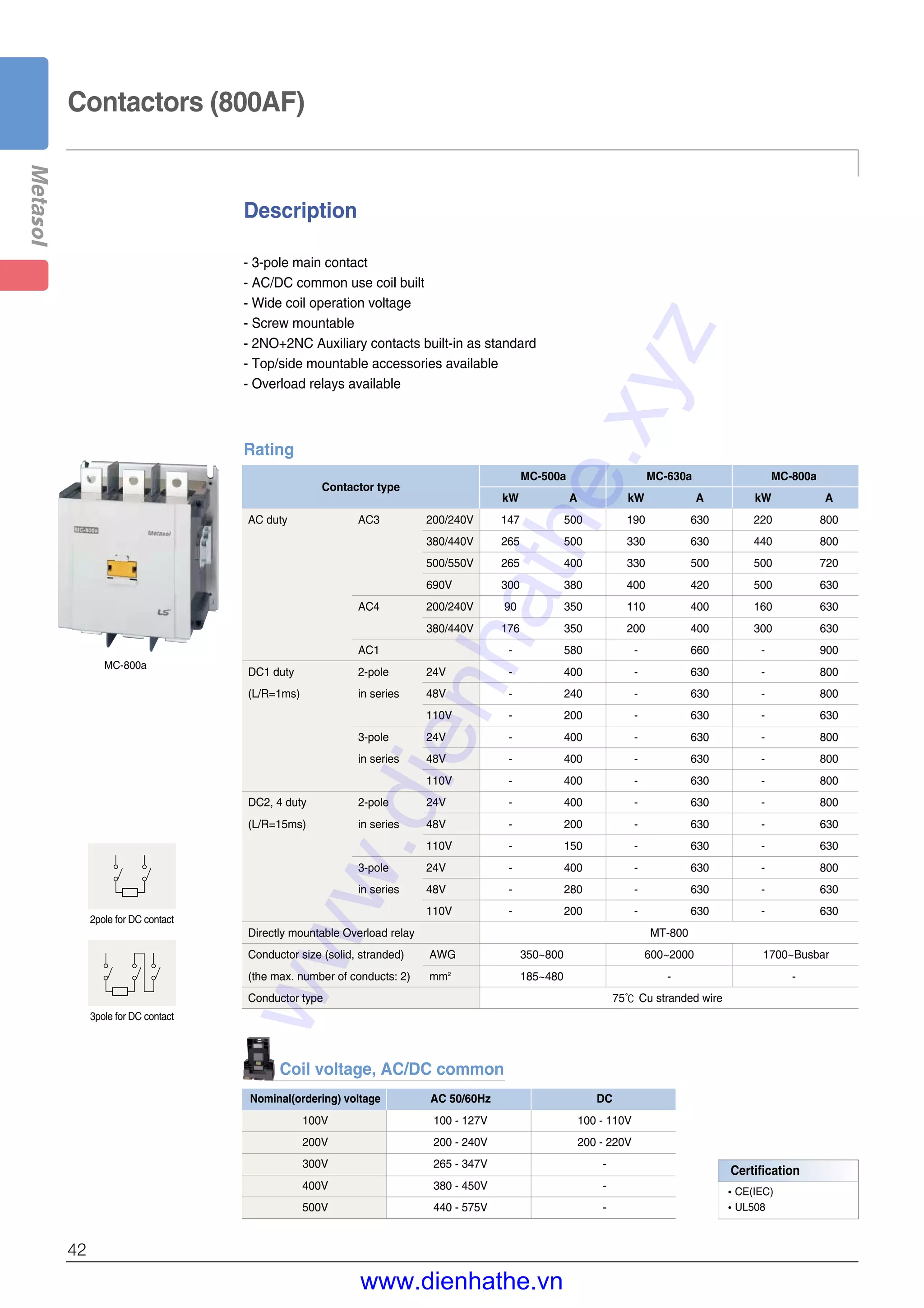 Catalog ls contactors and overload relays metasol mc | PDF