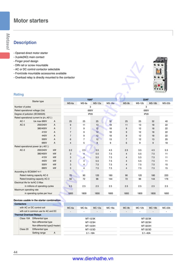 Catalog ls contactors and overload relays metasol mc-dienhathe.vn ...