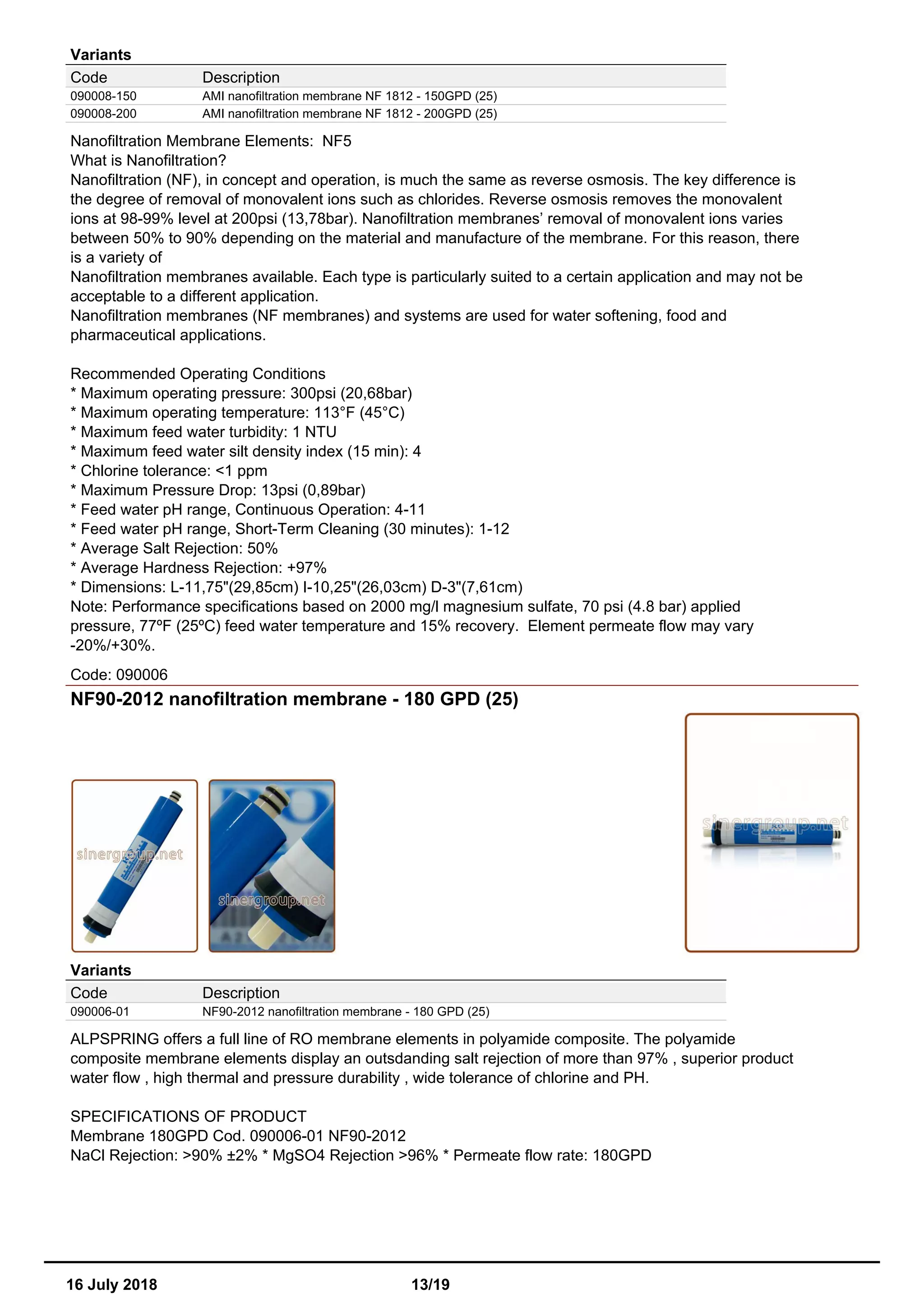 Membranes catalogue | PDF