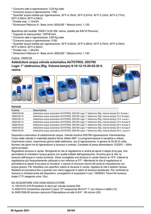 Addolcitori acqua catalogo | PDF