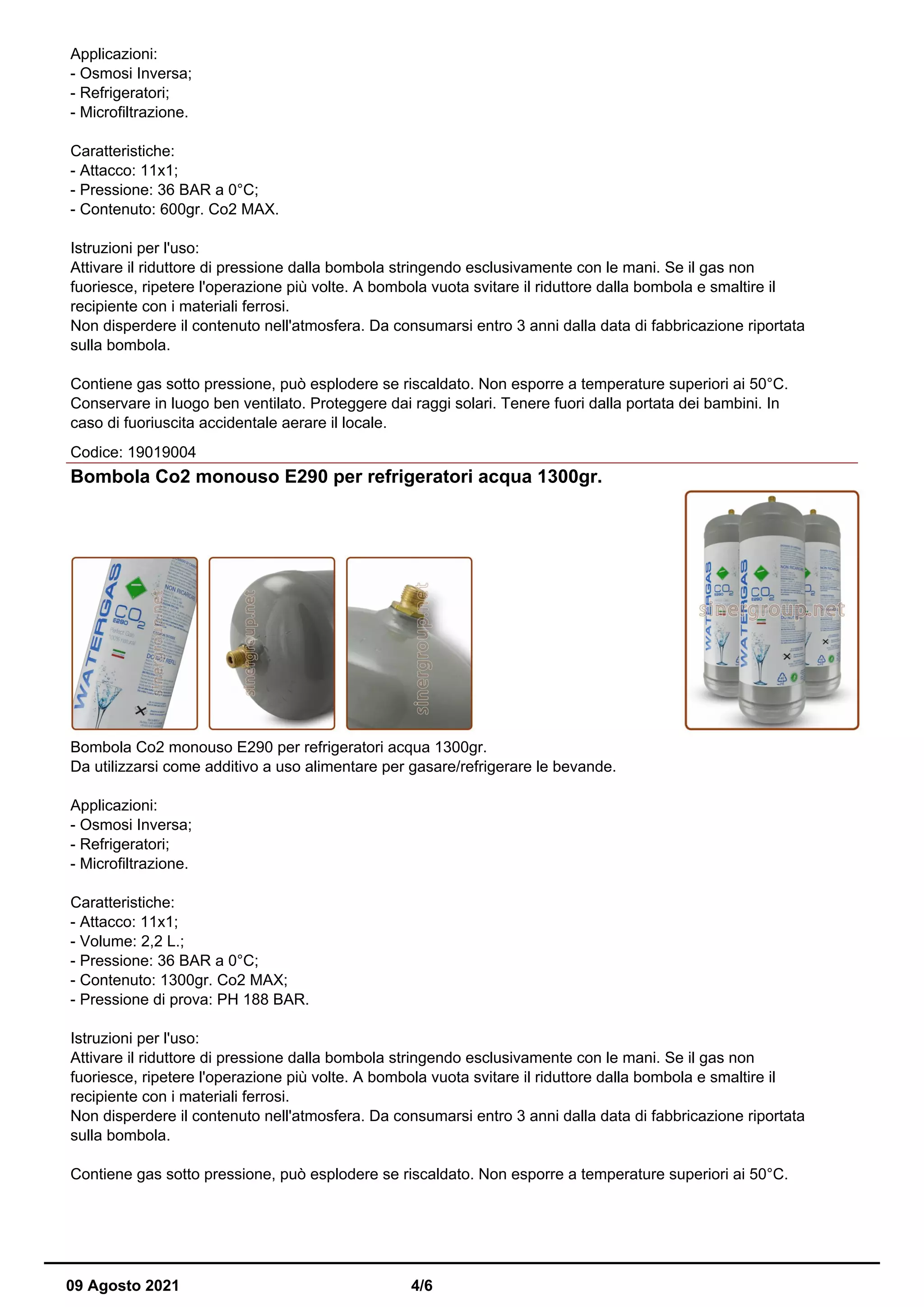 Bombole e cilindri Co2 monouso e ricaricabili catalogo | PDF