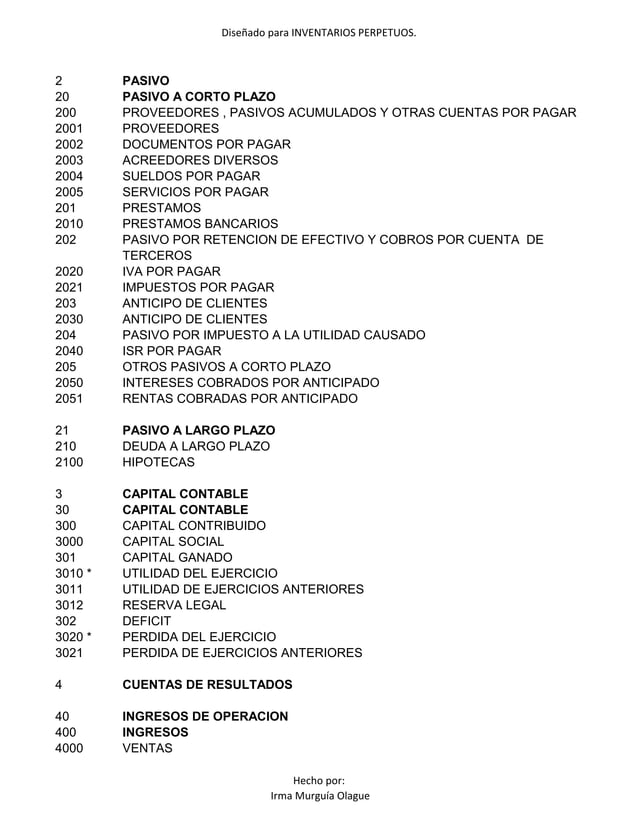 Descubre el catálogo de cuentas de inventarios perpetuos más completo ️