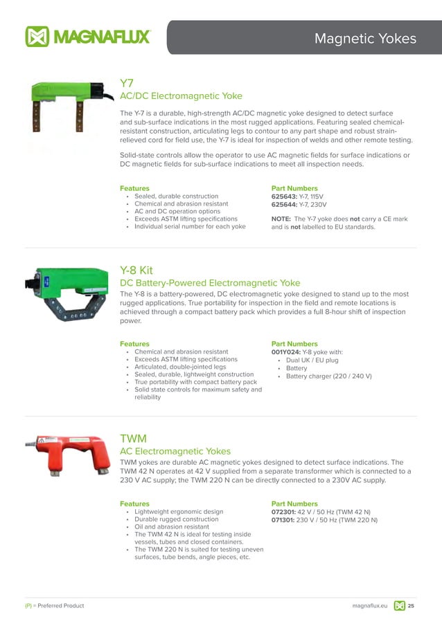 Catalogo de magnaflux de equipos y accesorios | PDF