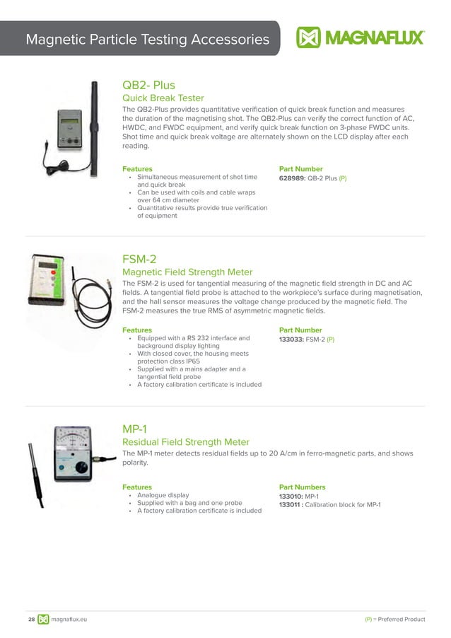 Catalogo de magnaflux de equipos y accesorios | PDF