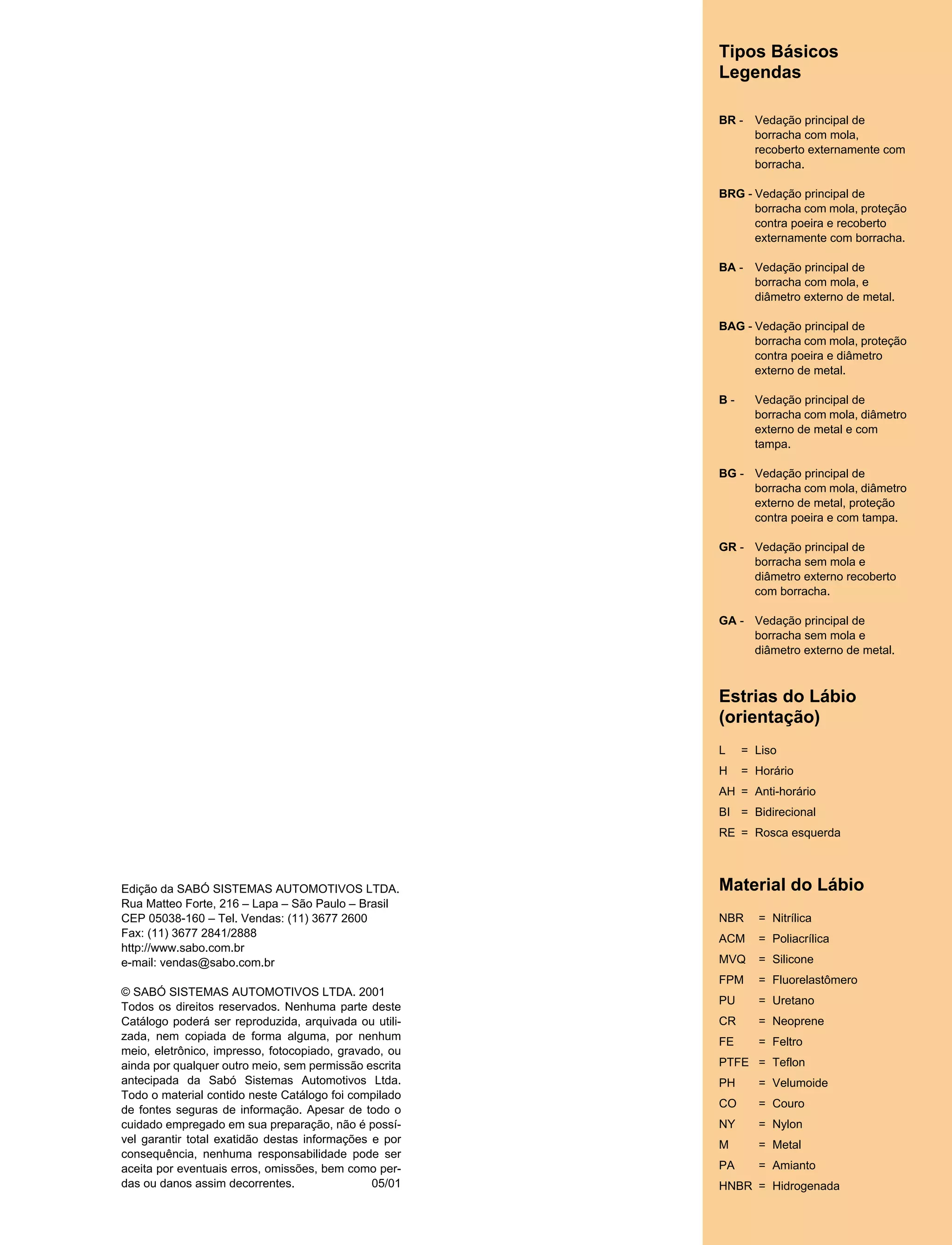 Catálogo de Retentores Sabó | PDF