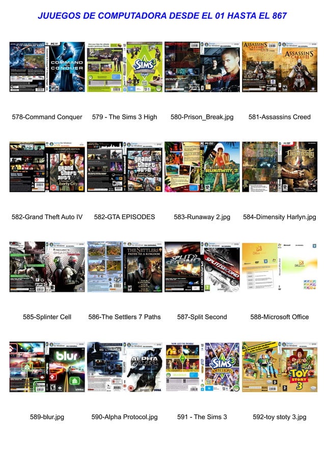 Catalogo de pc completo 01 hasta 866 | PDF