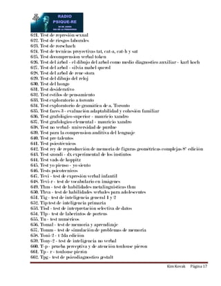 Catalogo de test psicologocos | PDF