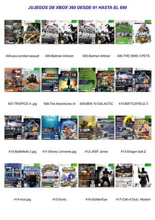 Catalogo de Xbox 360 completo 01 hasta 690