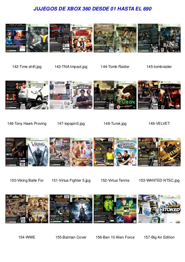 Catalogo de Xbox 360 completo 01 hasta 690