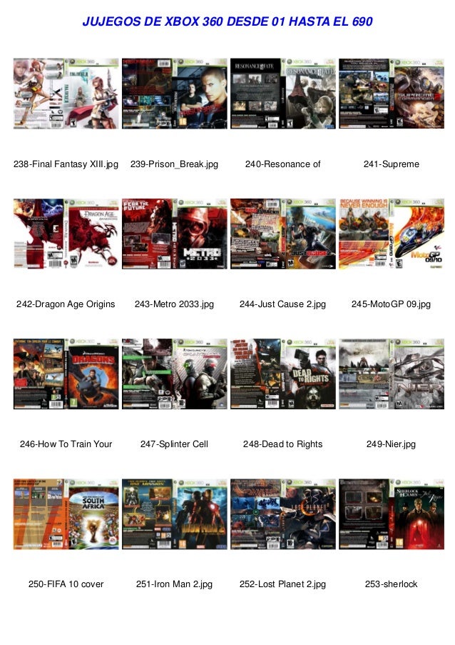 Catalogo de Xbox 360 completo 01 hasta 690