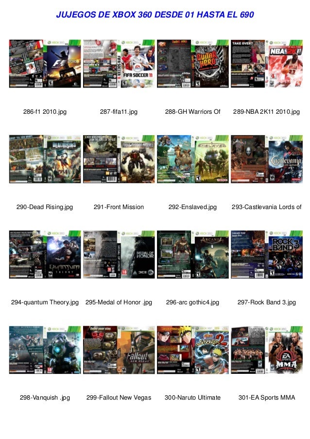 Catalogo de Xbox 360 completo 01 hasta 690