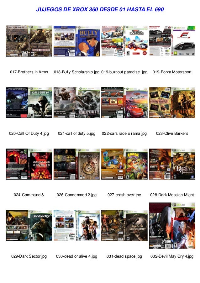 Catalogo de Xbox 360 completo 01 hasta 690