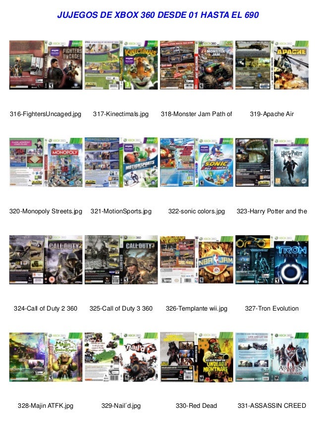 Catalogo de Xbox 360 completo 01 hasta 690