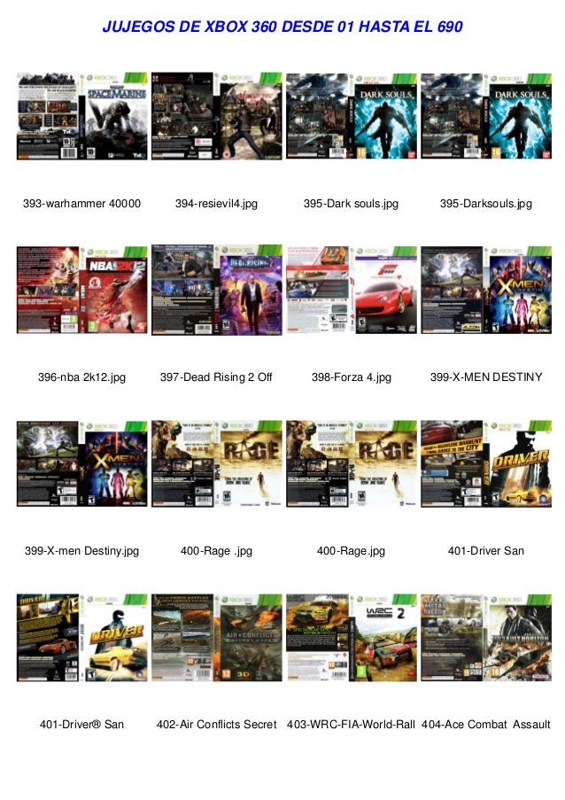 Catalogo de Xbox 360 completo 01 hasta 690