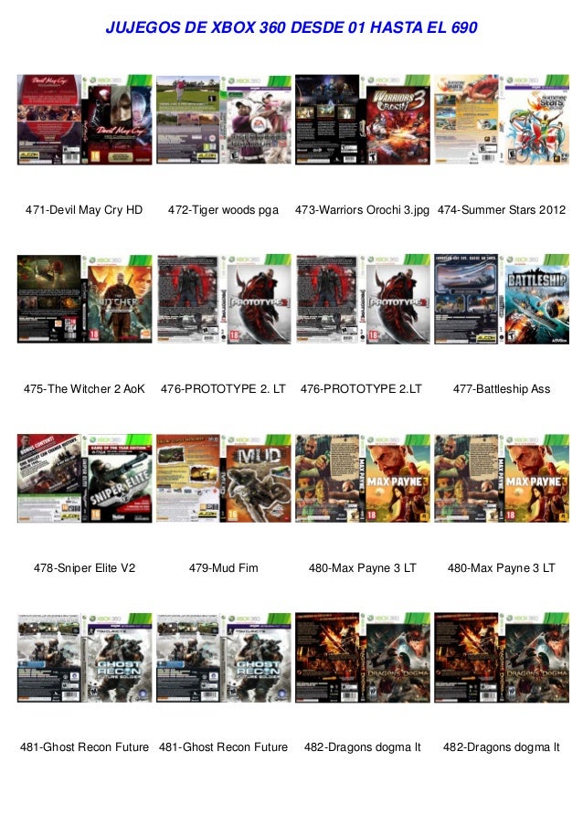 Catalogo de Xbox 360 completo 01 hasta 690