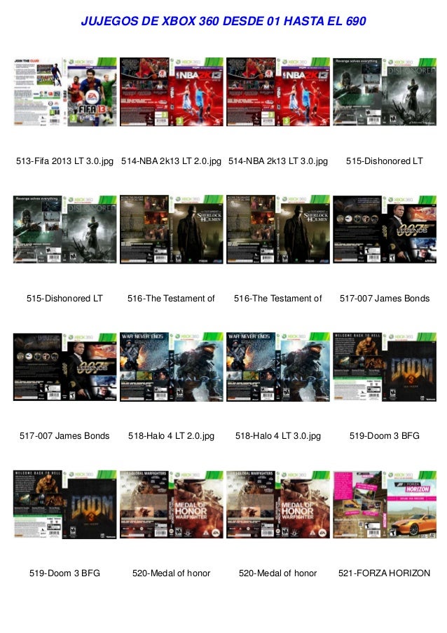 Catalogo de Xbox 360 completo 01 hasta 690