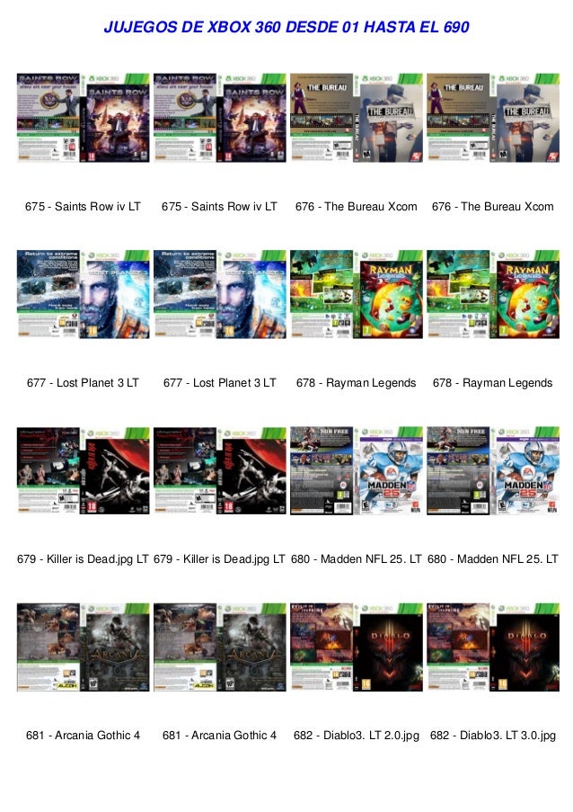 Catalogo de Xbox 360 completo 01 hasta 690