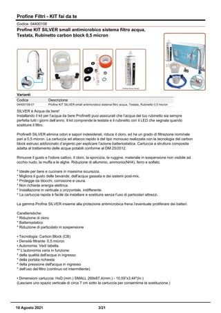 Filtri acqua Profine catalogo | PDF