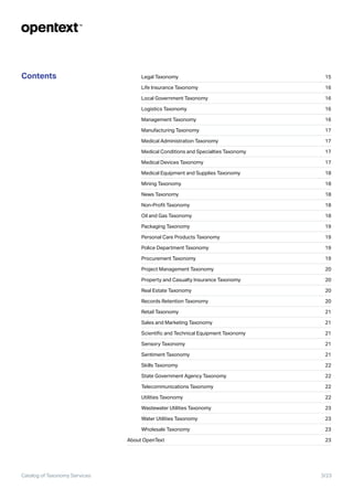 OpenText Taxonomy Catalog & Services | PDF