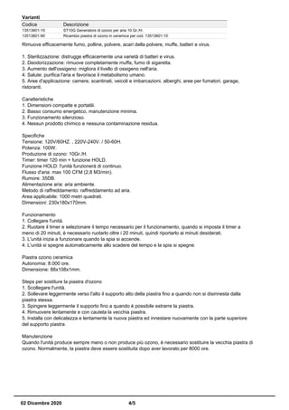 Generatore di Ozono Catalogo | PDF