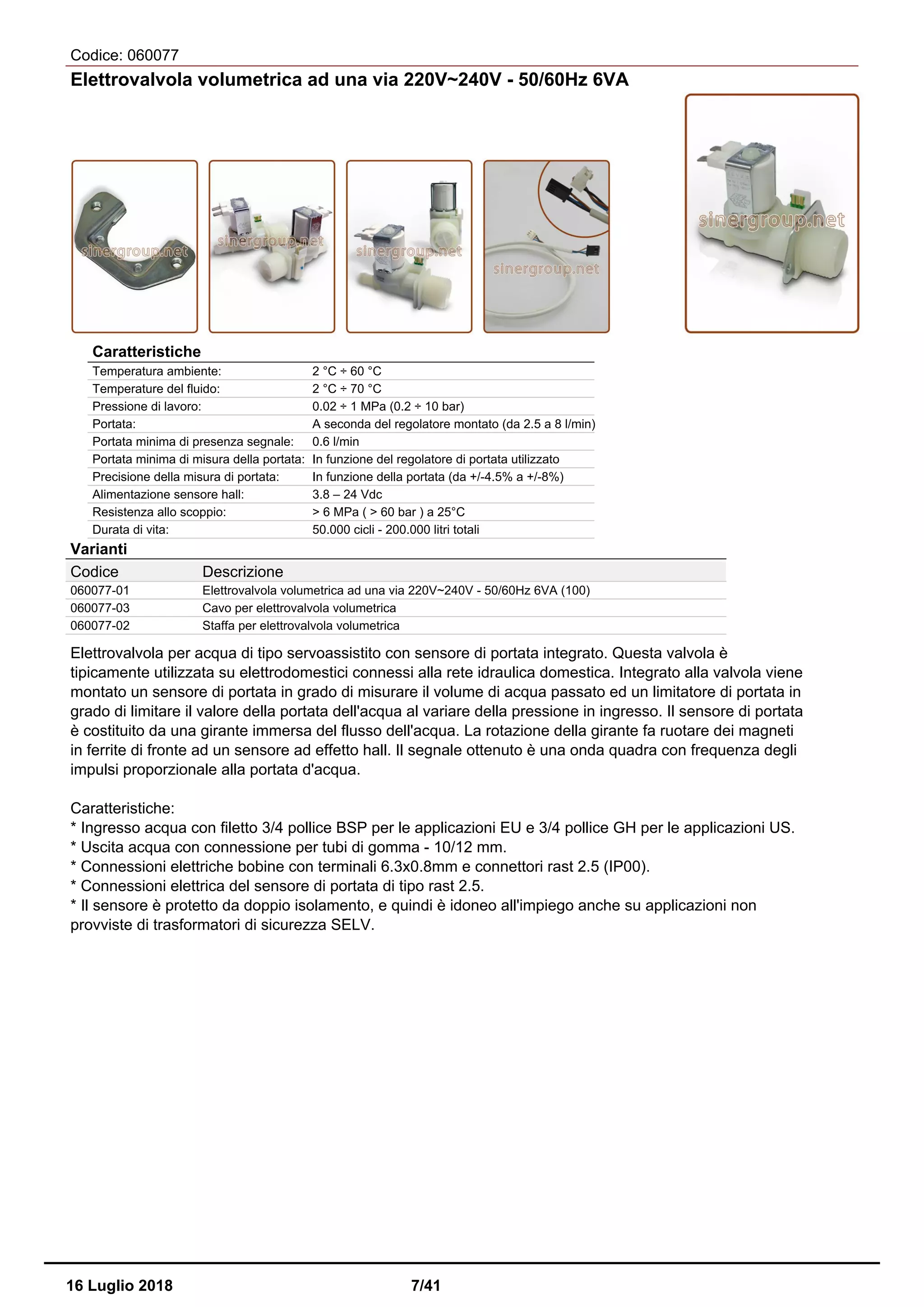 Osmosi inversa componenti elettrovalvole sensori catalogo | PDF