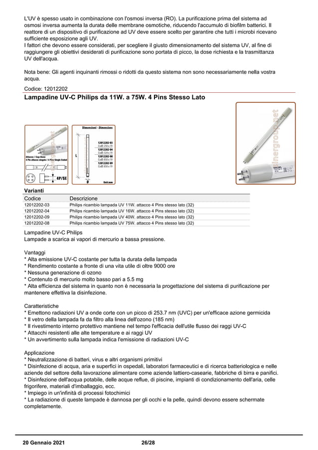Sistemi UV catalogo | PDF