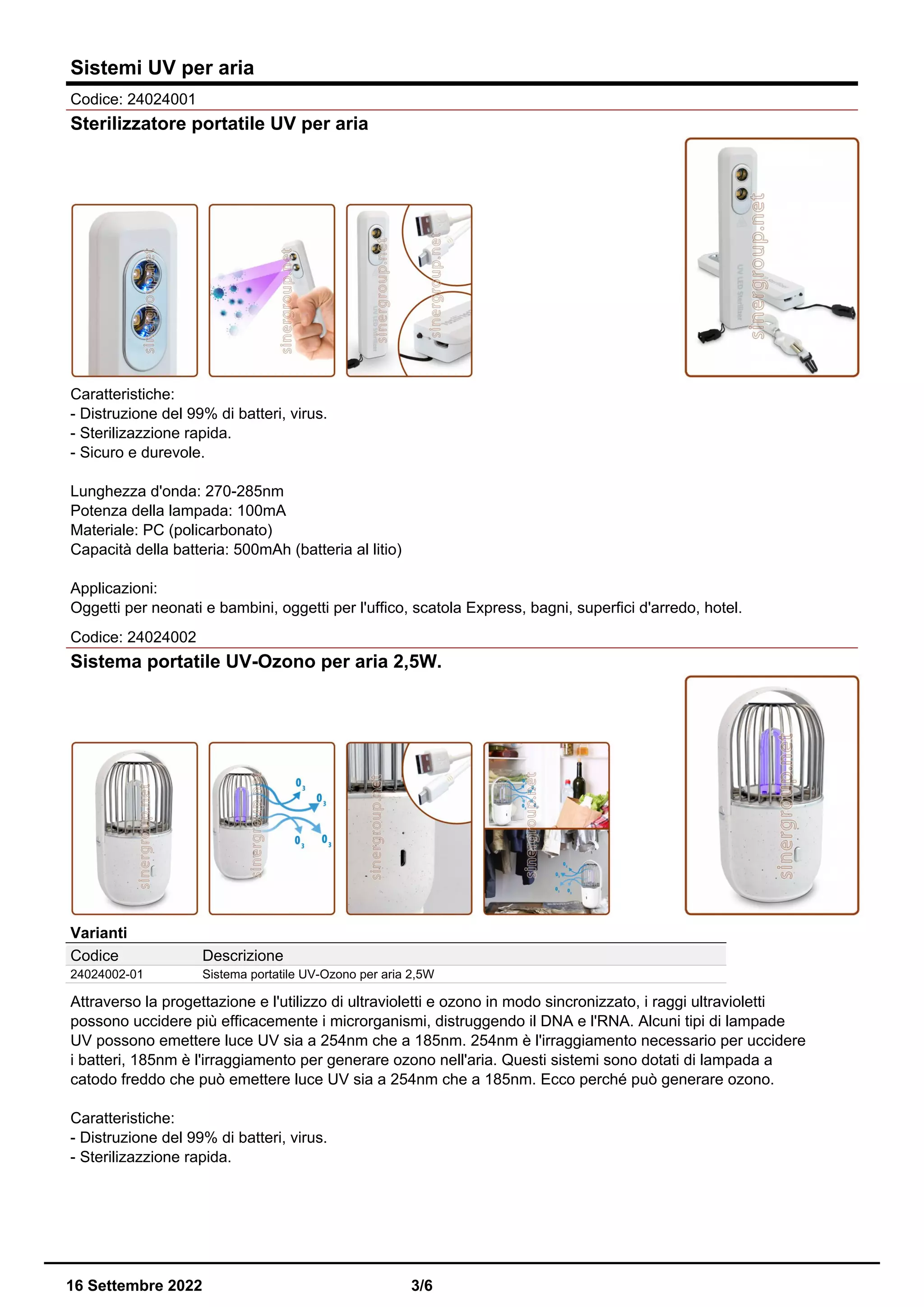Sistemi UV per aria catalogo | PDF