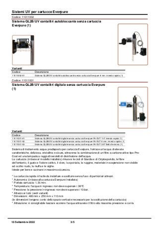 Sistemi UV per cartucce Everpure catalogo | PDF