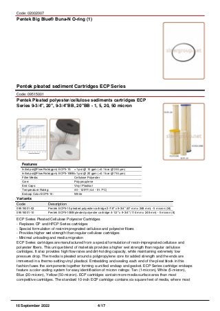 Pentek filters and spare parts catalog | PDF