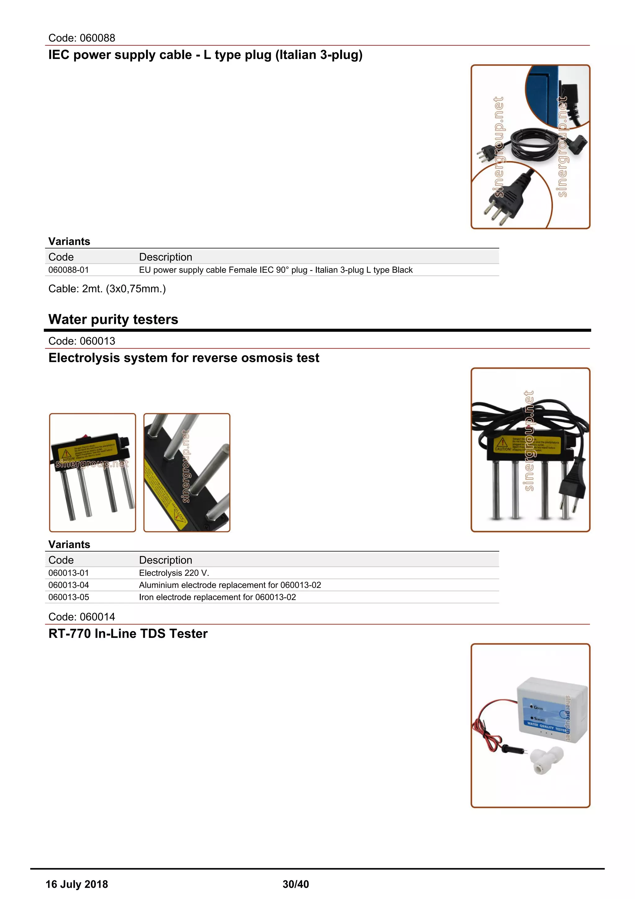 Reverse osmosis spare parts solenoid valves sensors catalogue | PDF