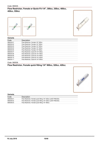 Reverse osmosis spare parts solenoid valves sensors catalogue | PDF