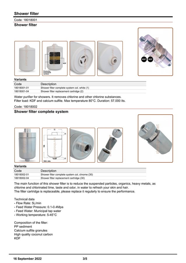 Shower filter catalog | PDF