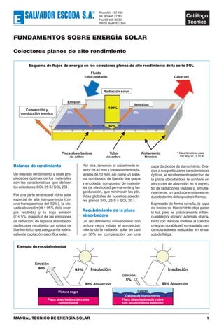Catálogo Técnico Energía Solar Térmica de Salvador Escoda 2002 | PDF